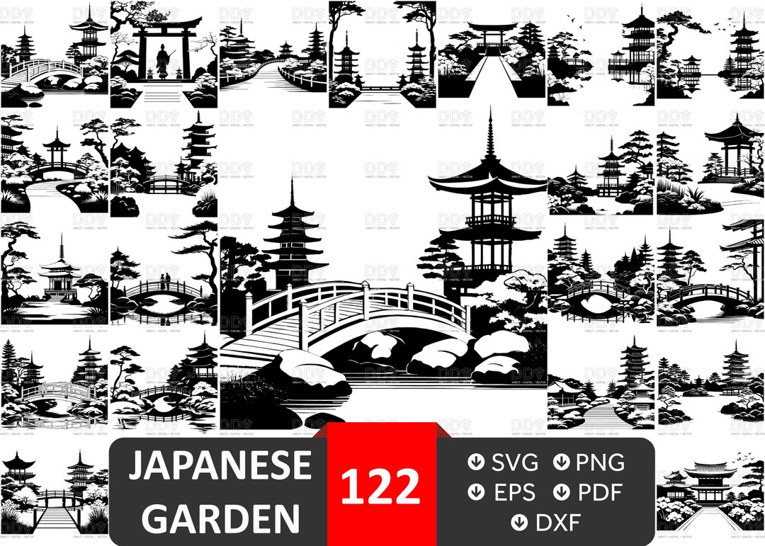 Japanese Garden Svg, Japanese Garden Svg Bundle, Vector File, Padoga ...