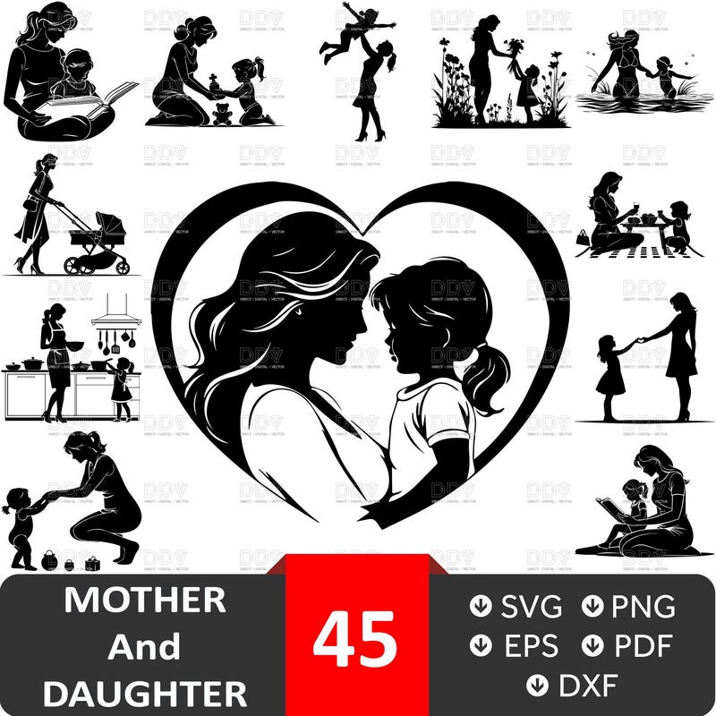 Mother and Child Svg - Etsy
