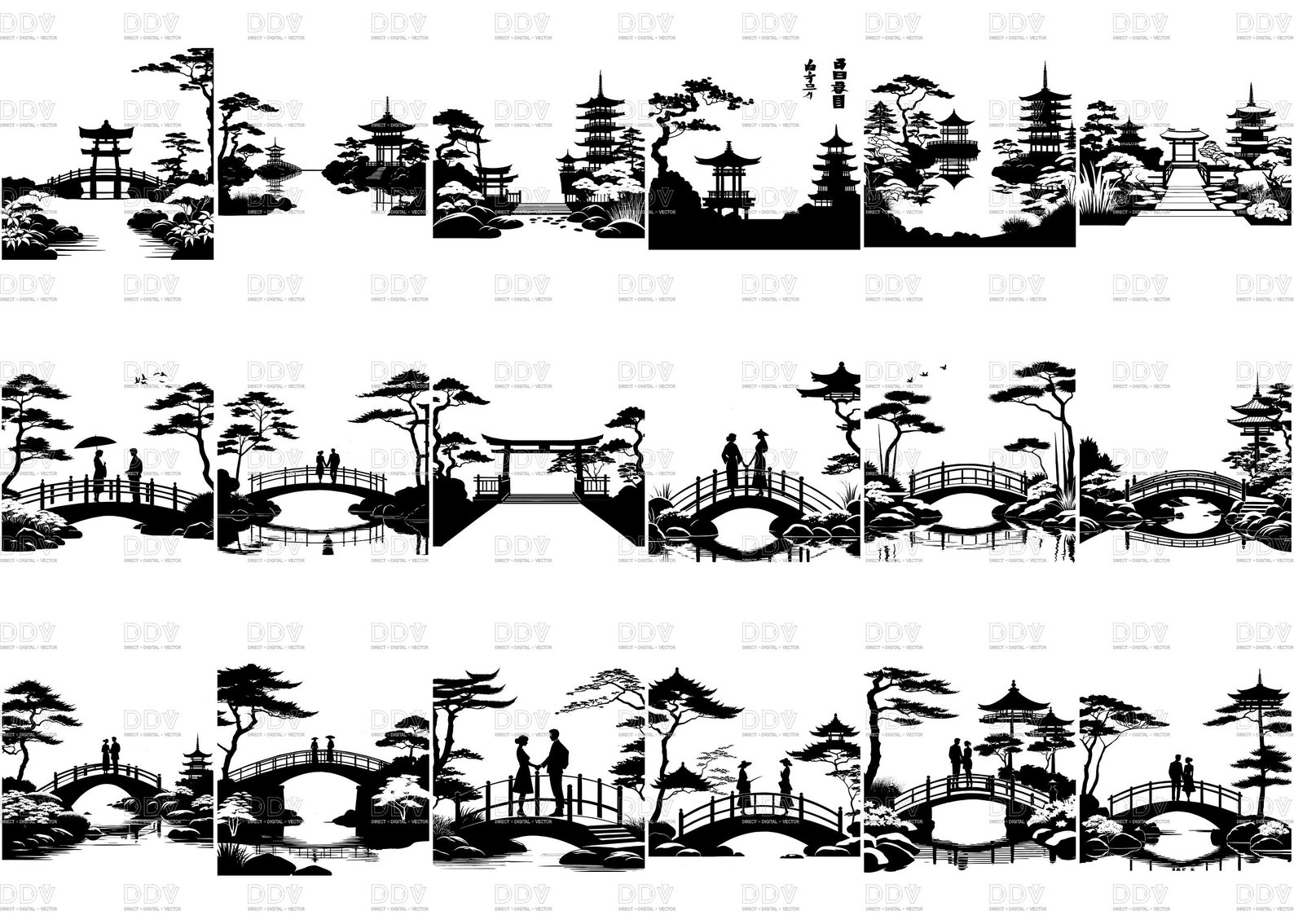 Japanese Garden Svg, Japanese Garden Svg Bundle, Vector File, Padoga ...