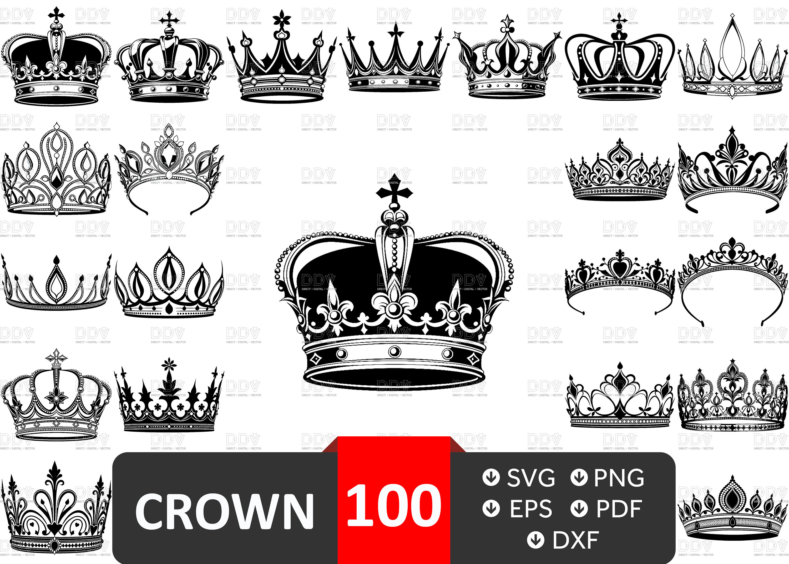 Crown SVG Bundle: Royal Designs, Queen, King, Princess (digital Files ...
