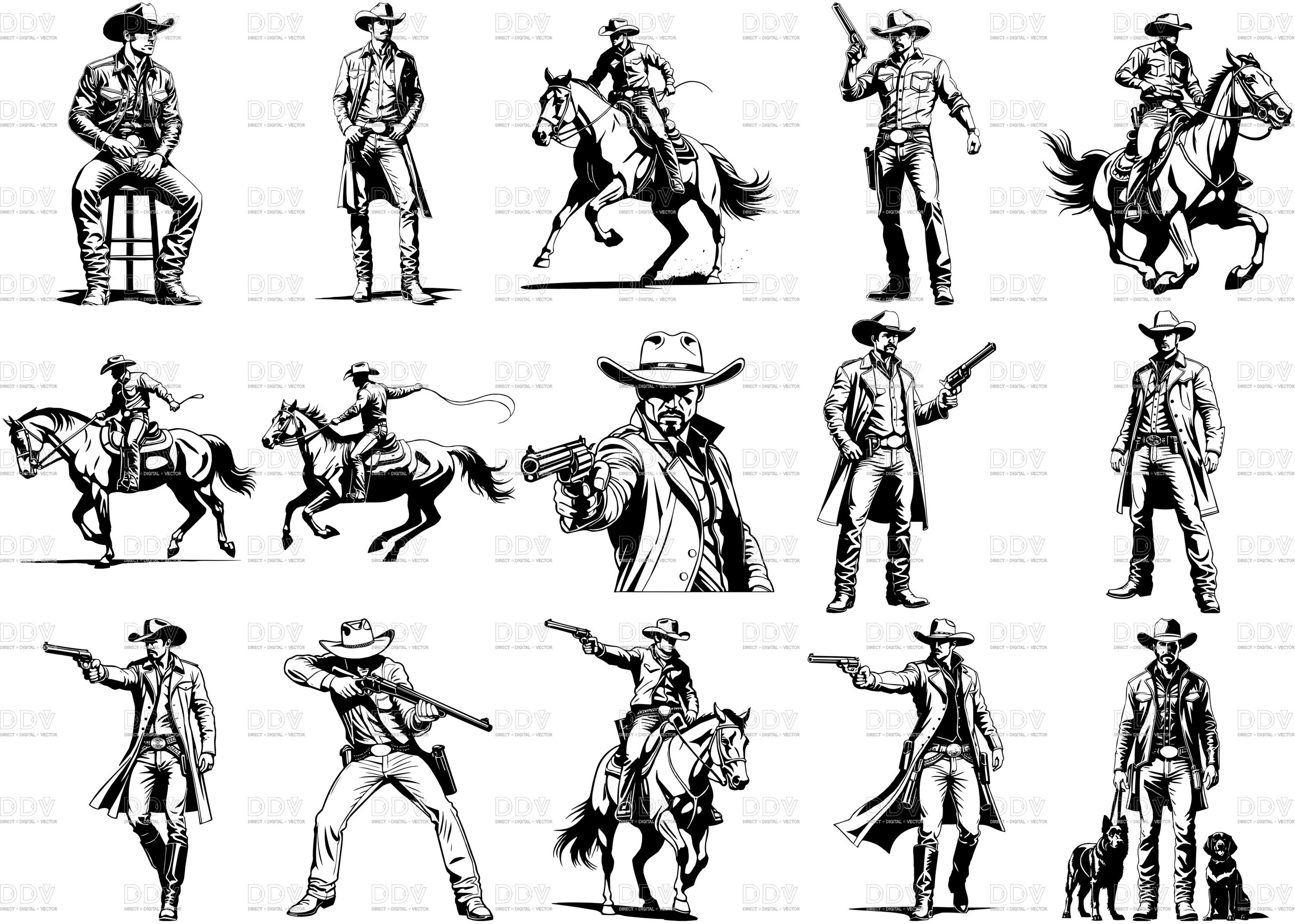 Cowboy Scene SVG Bundle: Wild West Vector Files (digital Download) - Etsy
