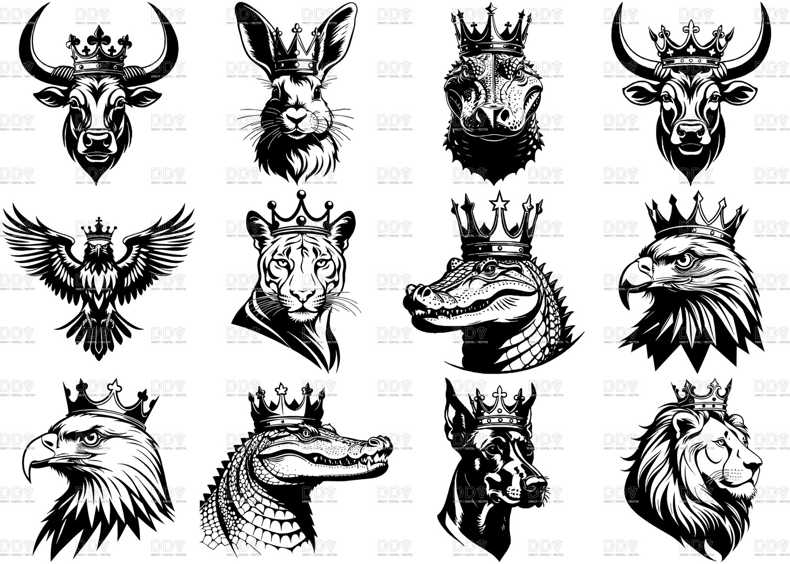 Crowned Animals Svg Bundle, Crown Shirt Design, Animal Crown Svg, Crown ...