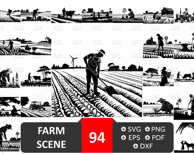 Farm Scene SVG Bundle, Farm Scene Dxf, Farm Scene Png, Farm Scene ...