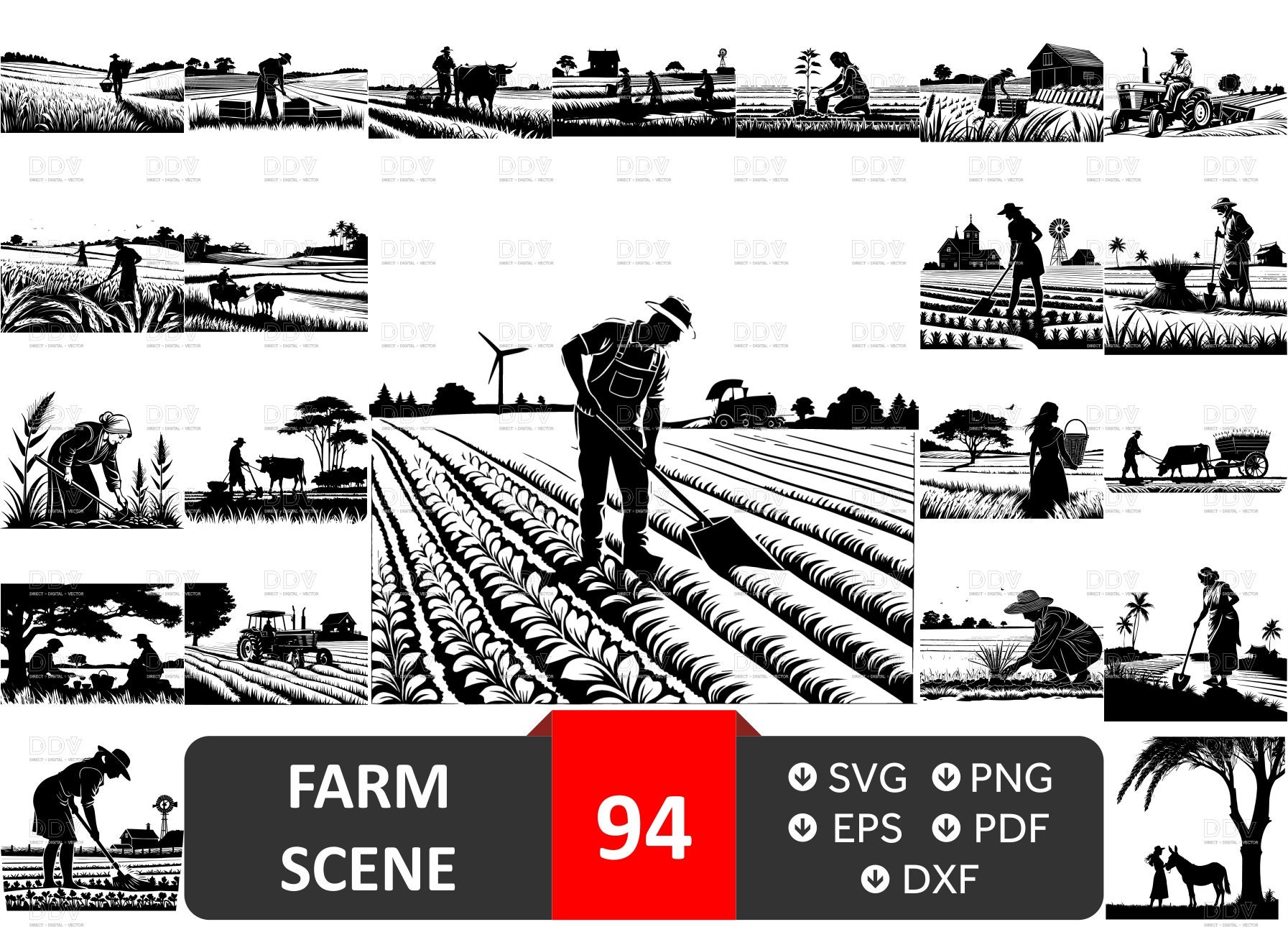 Farm Scene Svg, Farm Scene Svg Bundle, Farm Scene Vector, Vector File ...