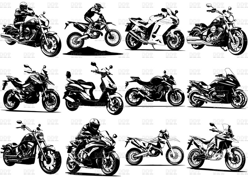 Motorcycle Svg Bundle, Vector File, Classic Motorcycle Svg, Motorcycle ...