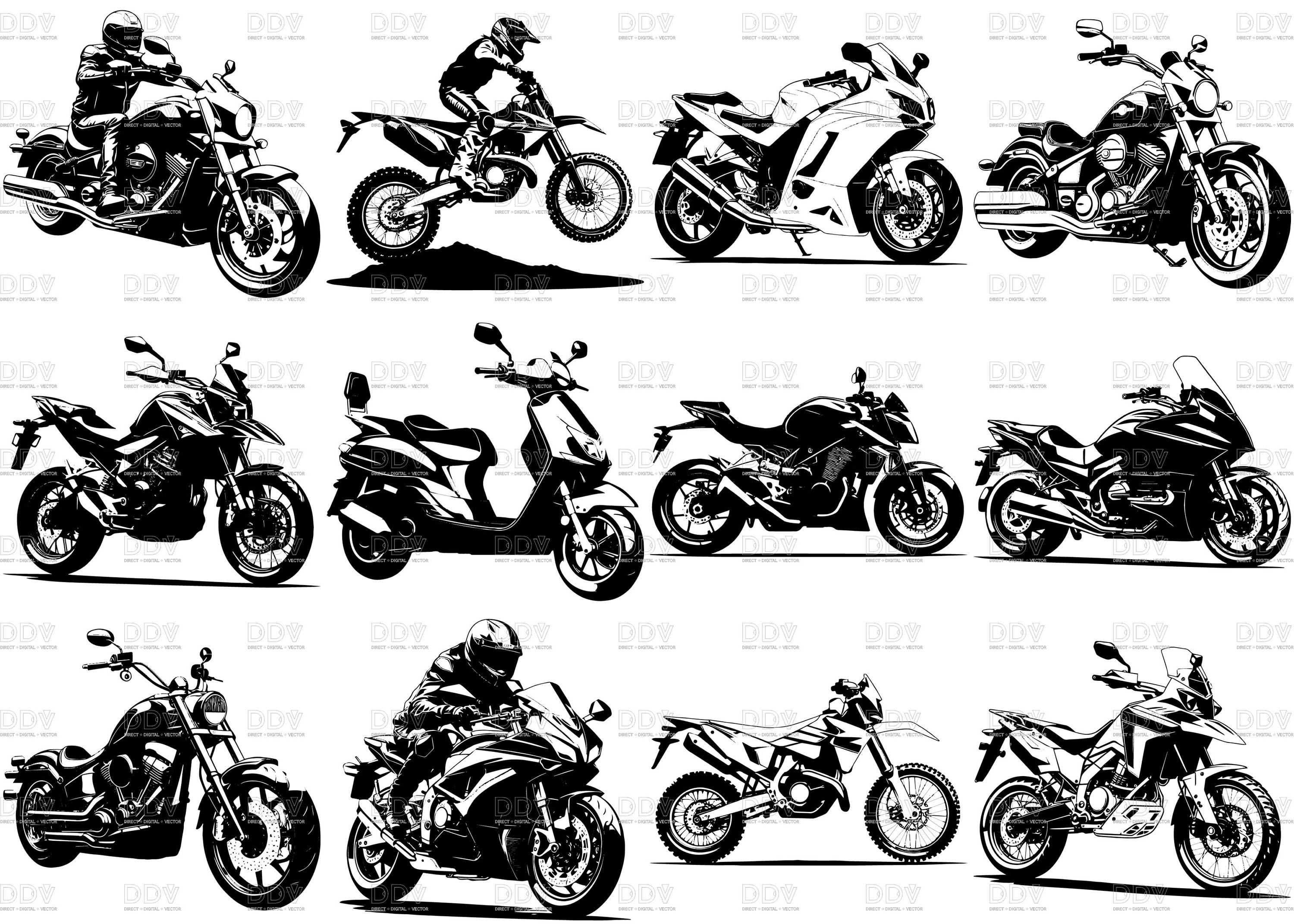Motorcycle Svg Bundle, Vector File, Classic Motorcycle Svg, Motorcycle ...