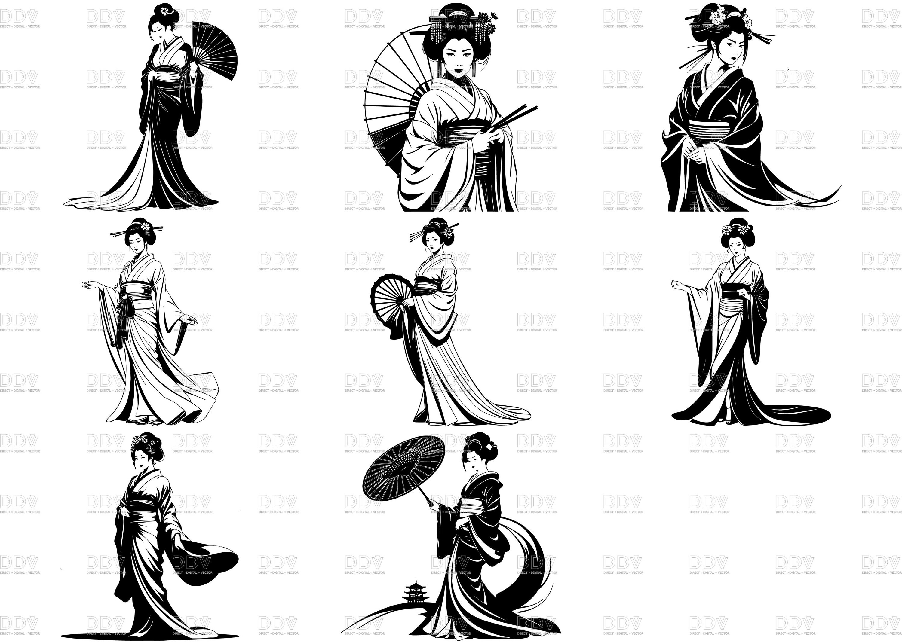 Geisha Svg, Geisha Svg Bundle, Geisha Cut File, Japanese Geisha Svg ...