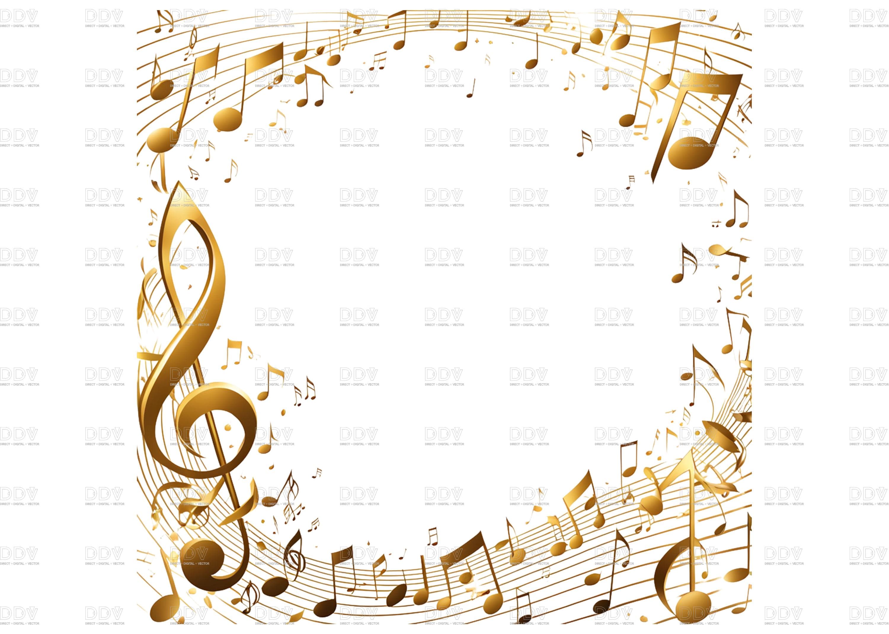Gold Music Notes Clipart, PNG Overlays, Commercial Use (digital ...
