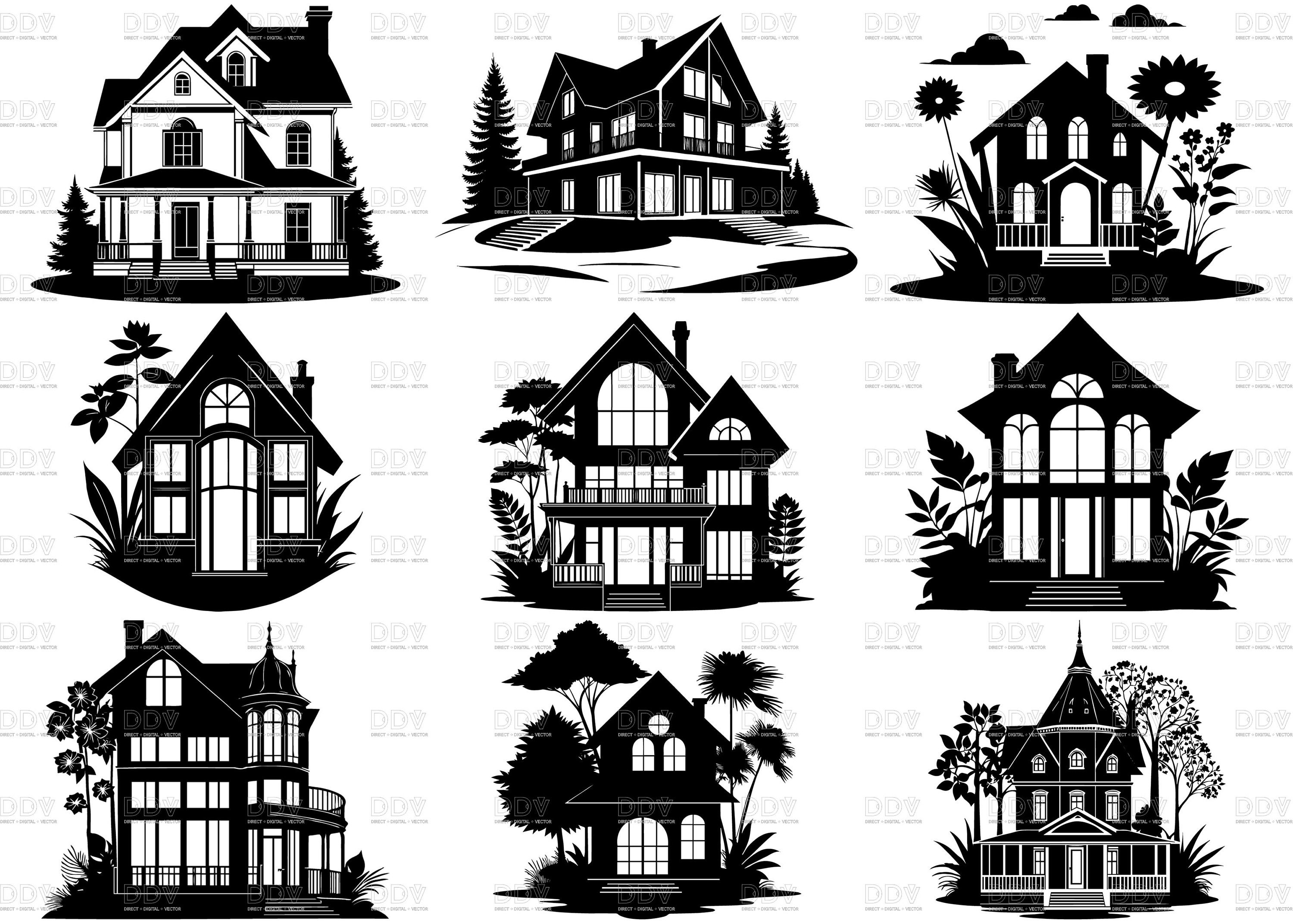 House SVG Bundle: Scandinavian Style Home Vector Cut Files (digital ...