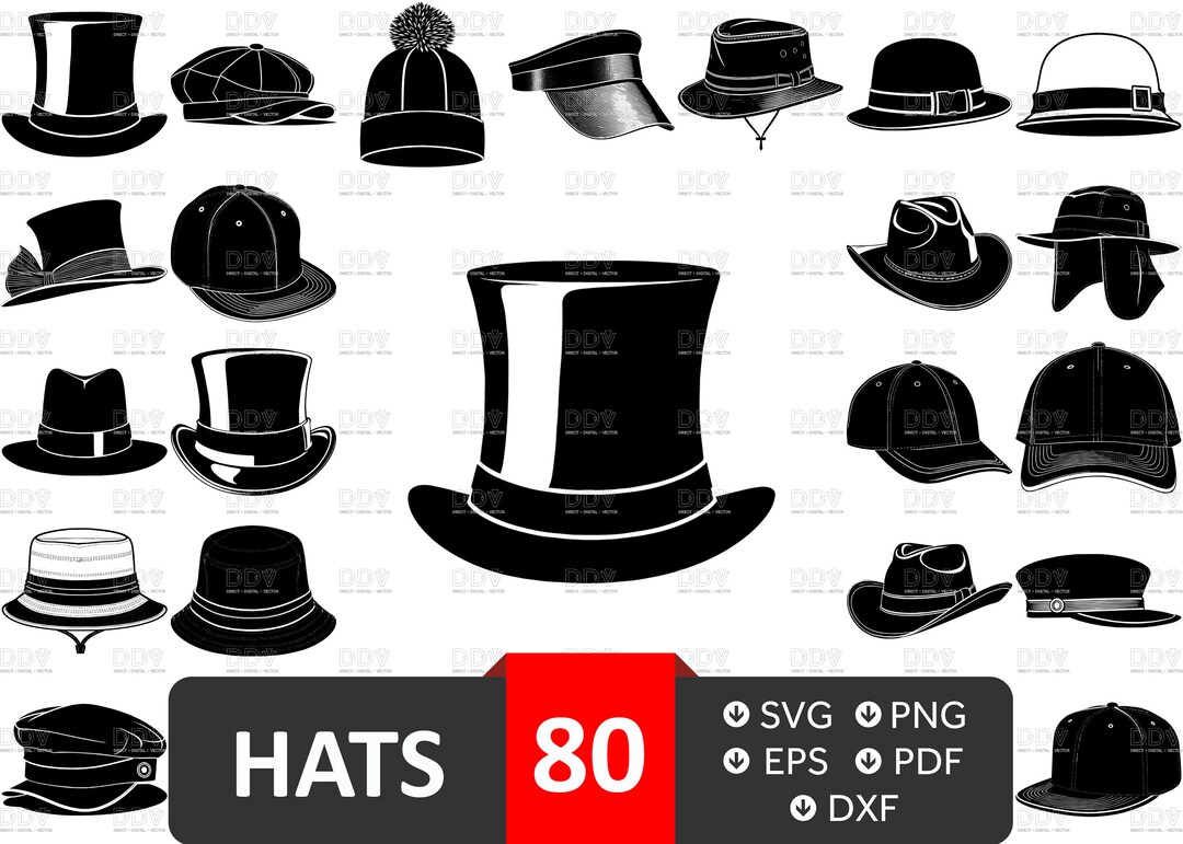 Hat Svg Bundle, Vector File, Hat Clipart, Hat Svg, Hat Png, Hat Vector ...