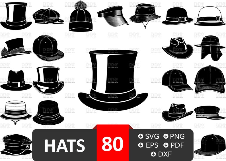 Hat Svg Bundle, Vector File, Hat Clipart, Hat Svg, Hat Png, Hat Vector ...