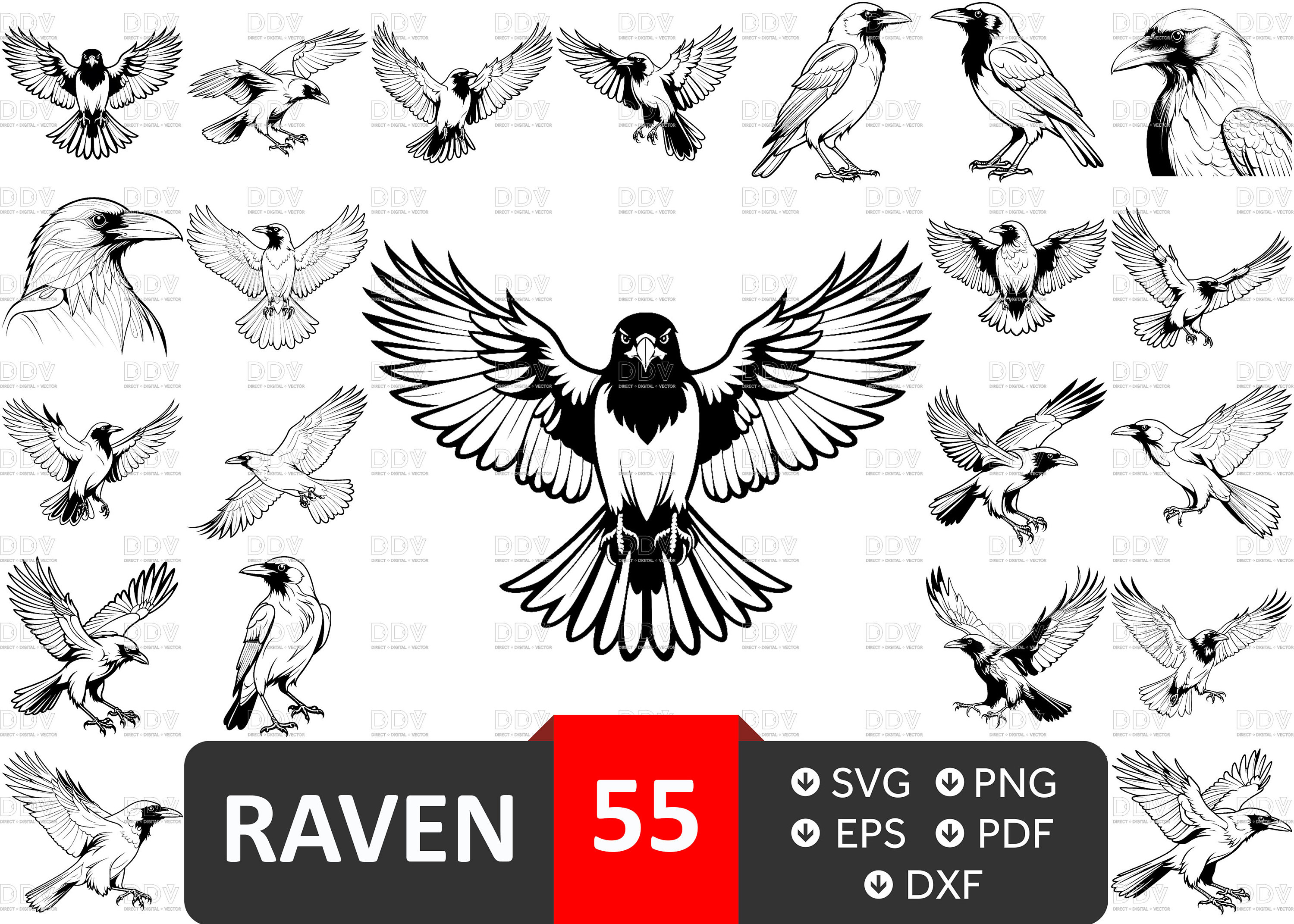 Raven Svg Bundle, Vector File, Raven Svg, Raven Clipart, Raven Cut ...