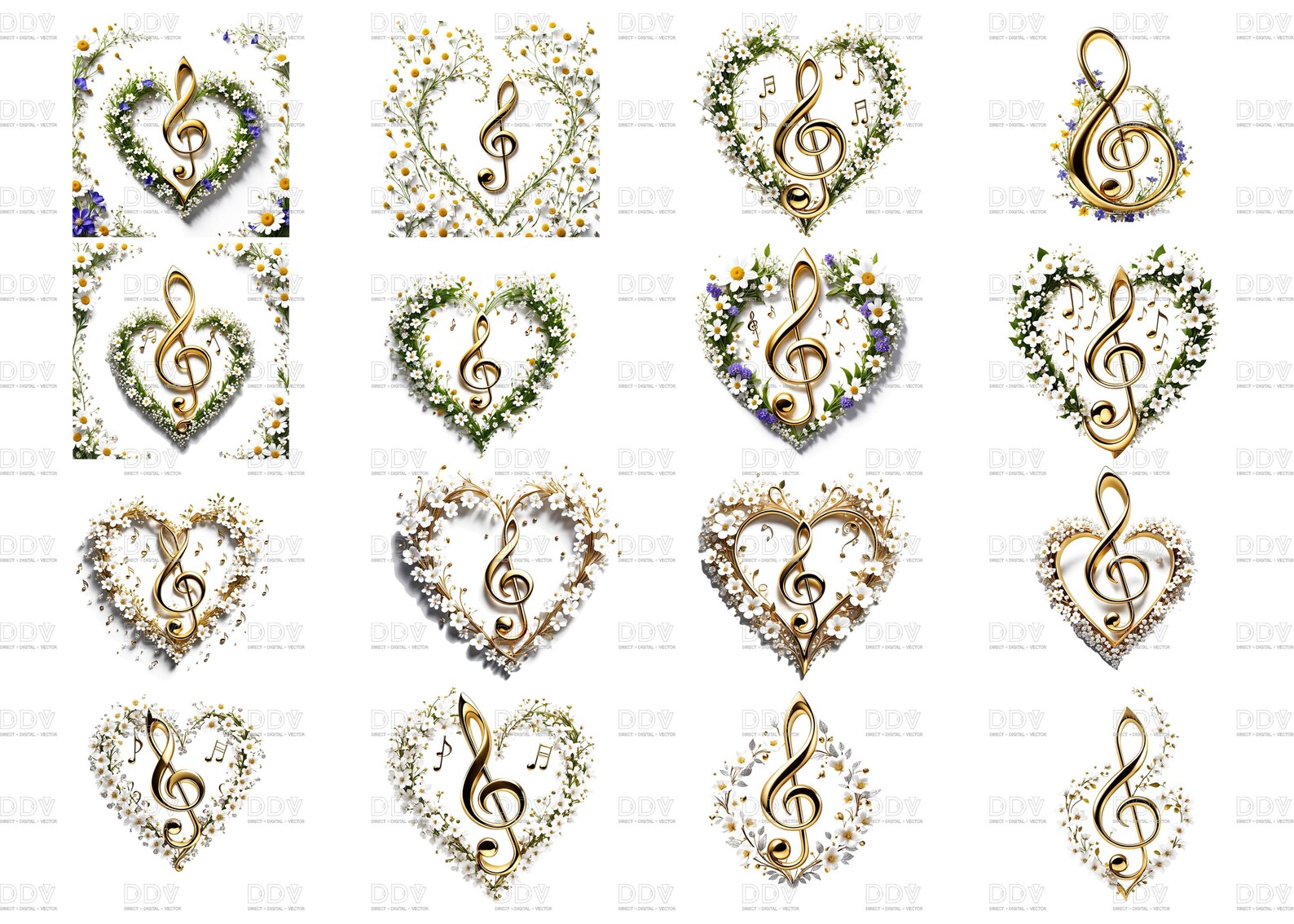 Music Note Heart Png, Flower Music Notes Clipart, Music Clipart, Png ...