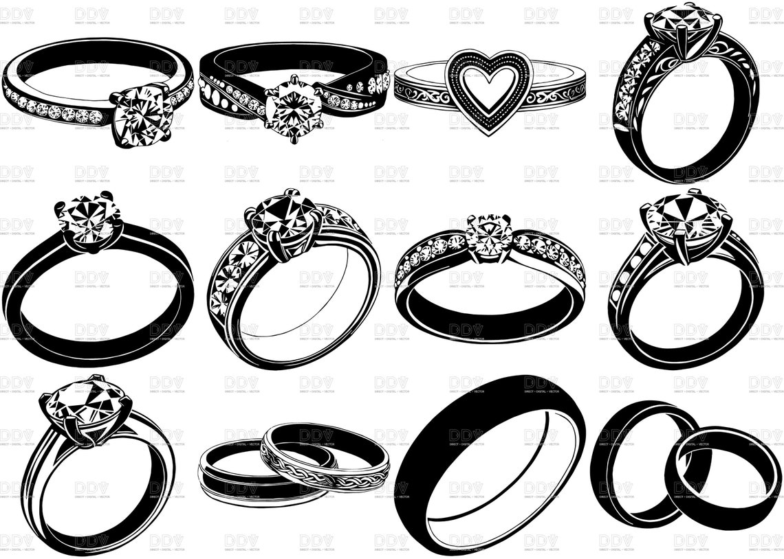 Ring Svg Bundle, Wedding Ring Svg, Two Rings Svg, Marriage Rings Svg ...