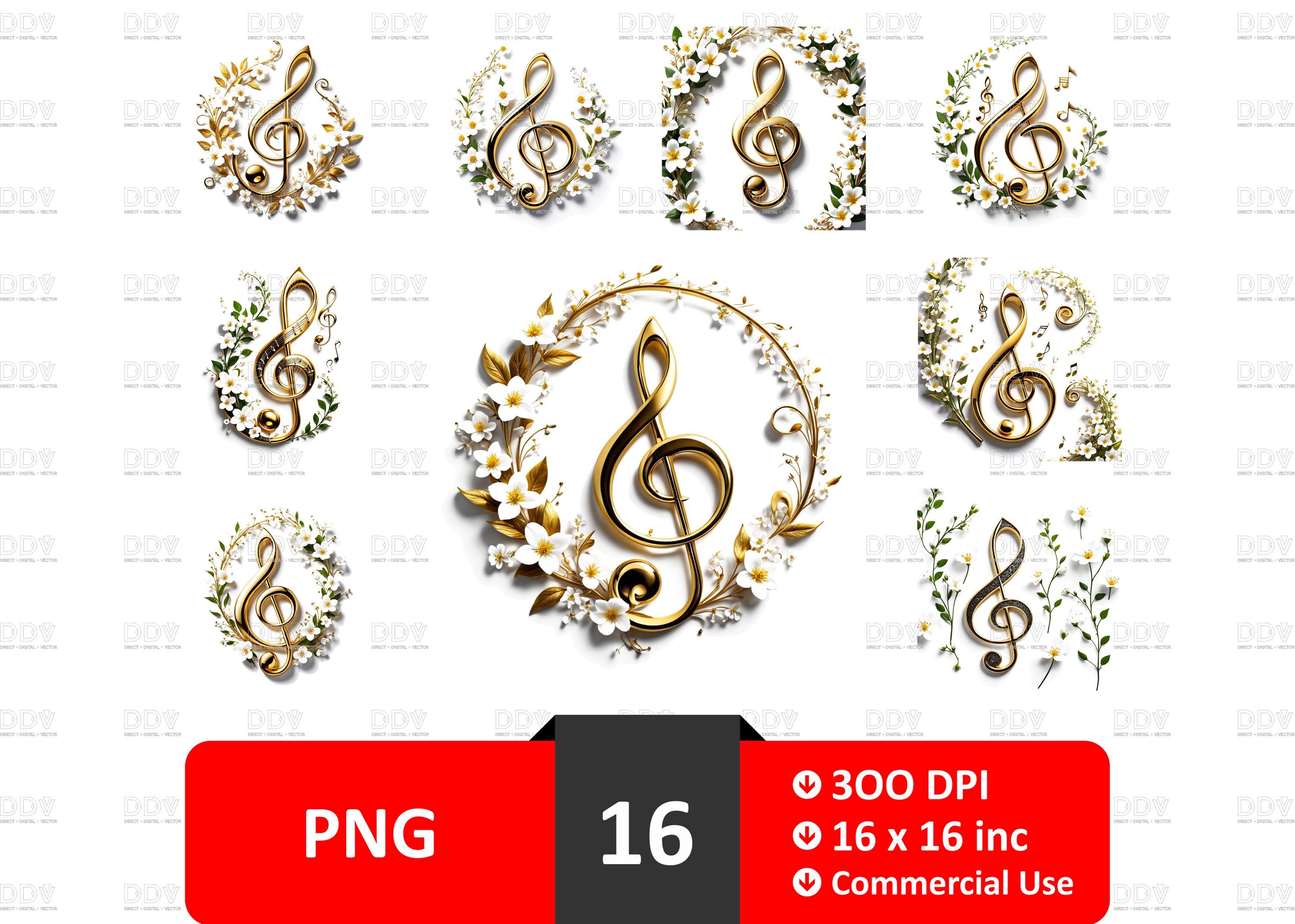 Music Note Gold Flower Png, Music Notes Clipart, Music Clipart, Png ...