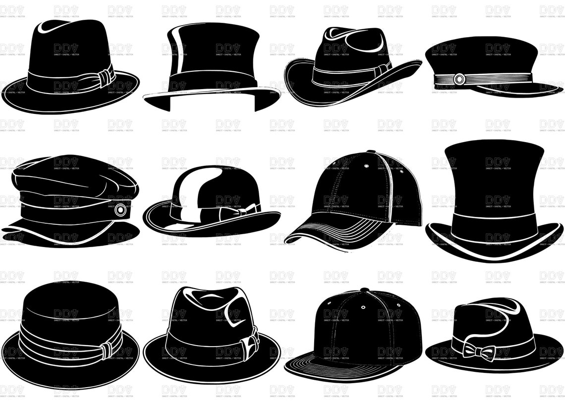 Hat Svg Bundle, Vector File, Hat Clipart, Hat Svg, Hat Png, Hat Vector ...