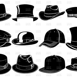 Hat Svg Bundle, Vector File, Hat Clipart, Hat Svg, Hat Png, Hat Vector ...