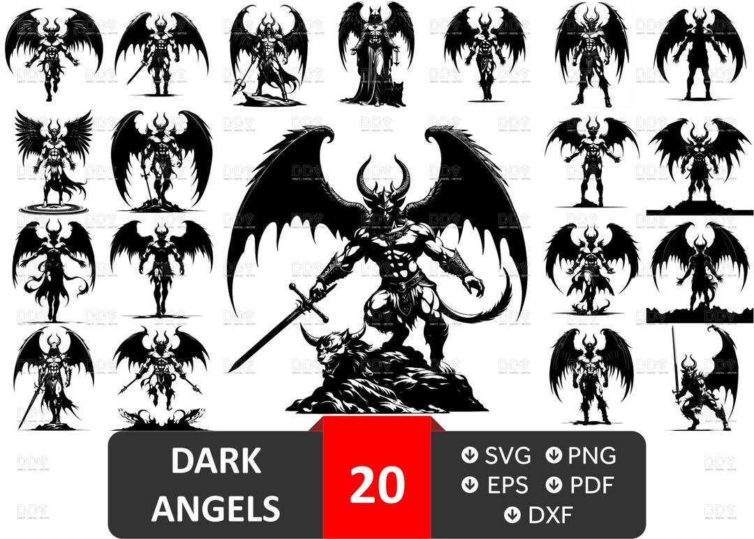 Dark Angel Svg,vector File,fallen Dark Angel Svg,angel Svg,angel Svg ...