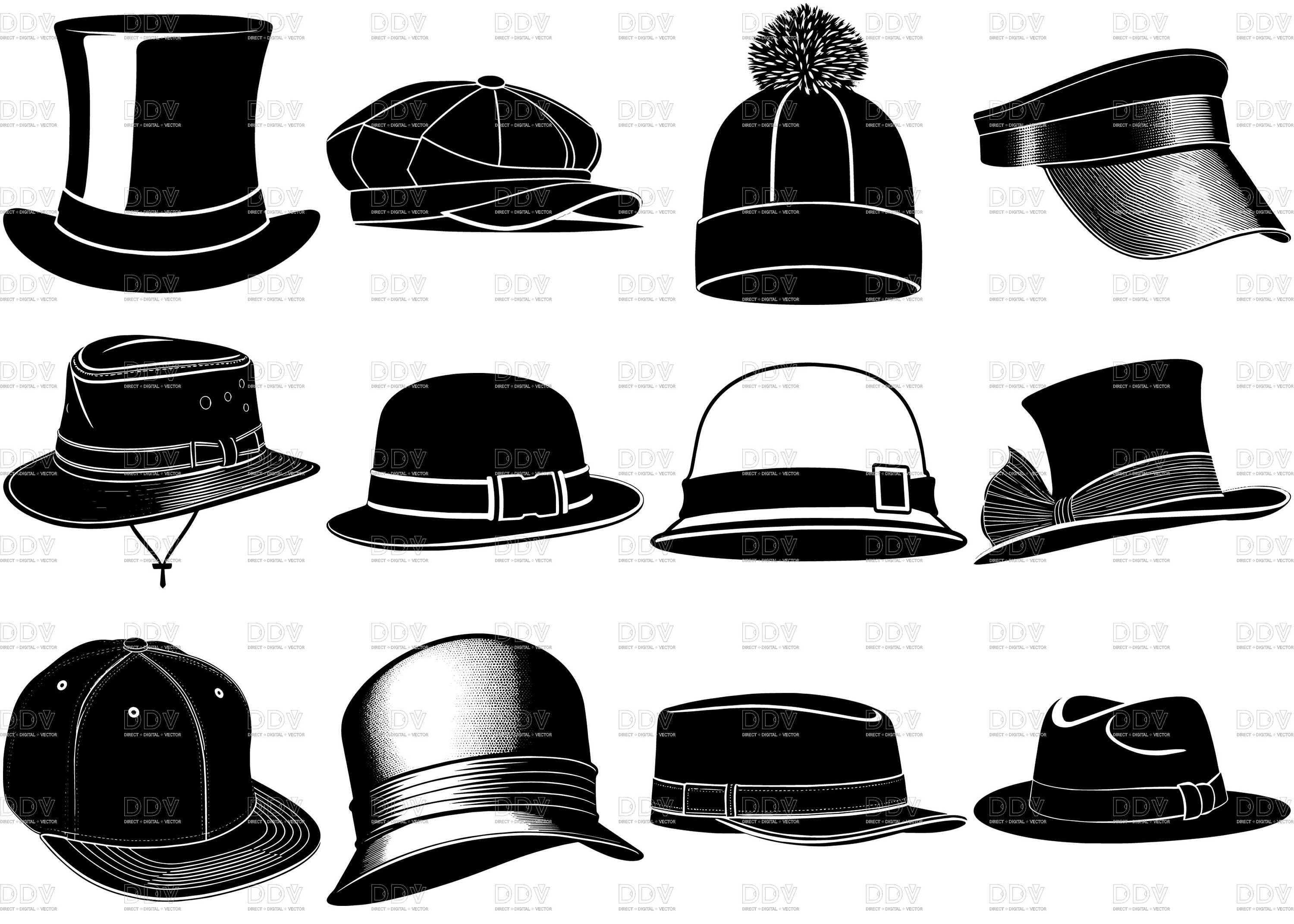 Hat Svg Bundle, Vector File, Hat Clipart, Hat Svg, Hat Png, Hat Vector ...