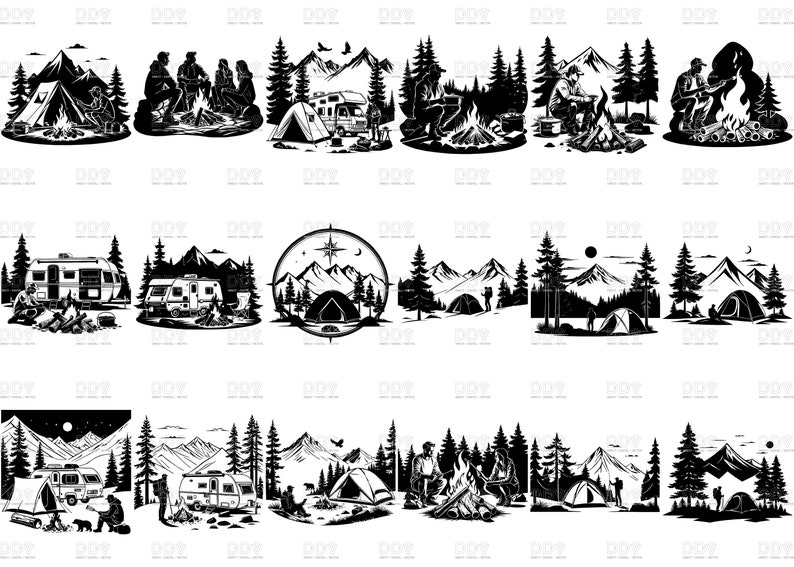 CAMPING SVG Bundle, CAMPING Clipart, Camping Silhouette, Campfire Svg ...