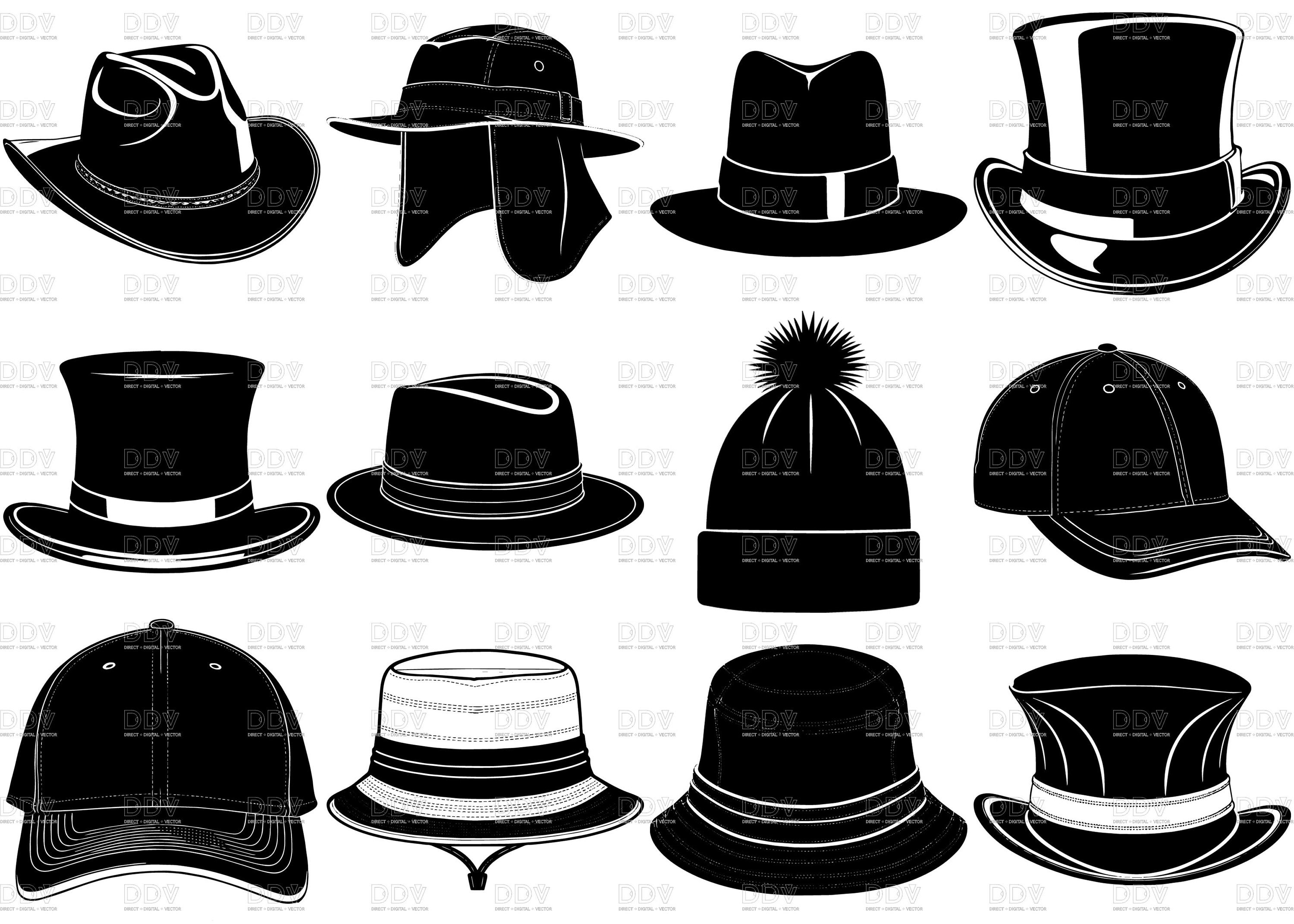 Hat SVG Bundle: 80 Vector Clipart Designs (digital Download) - Etsy