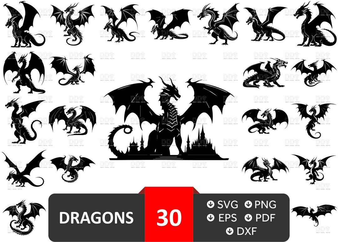 Dragon Svg,dragon Vector File,dragon Scene Svg,dragon Svg Bundle,dragon ...