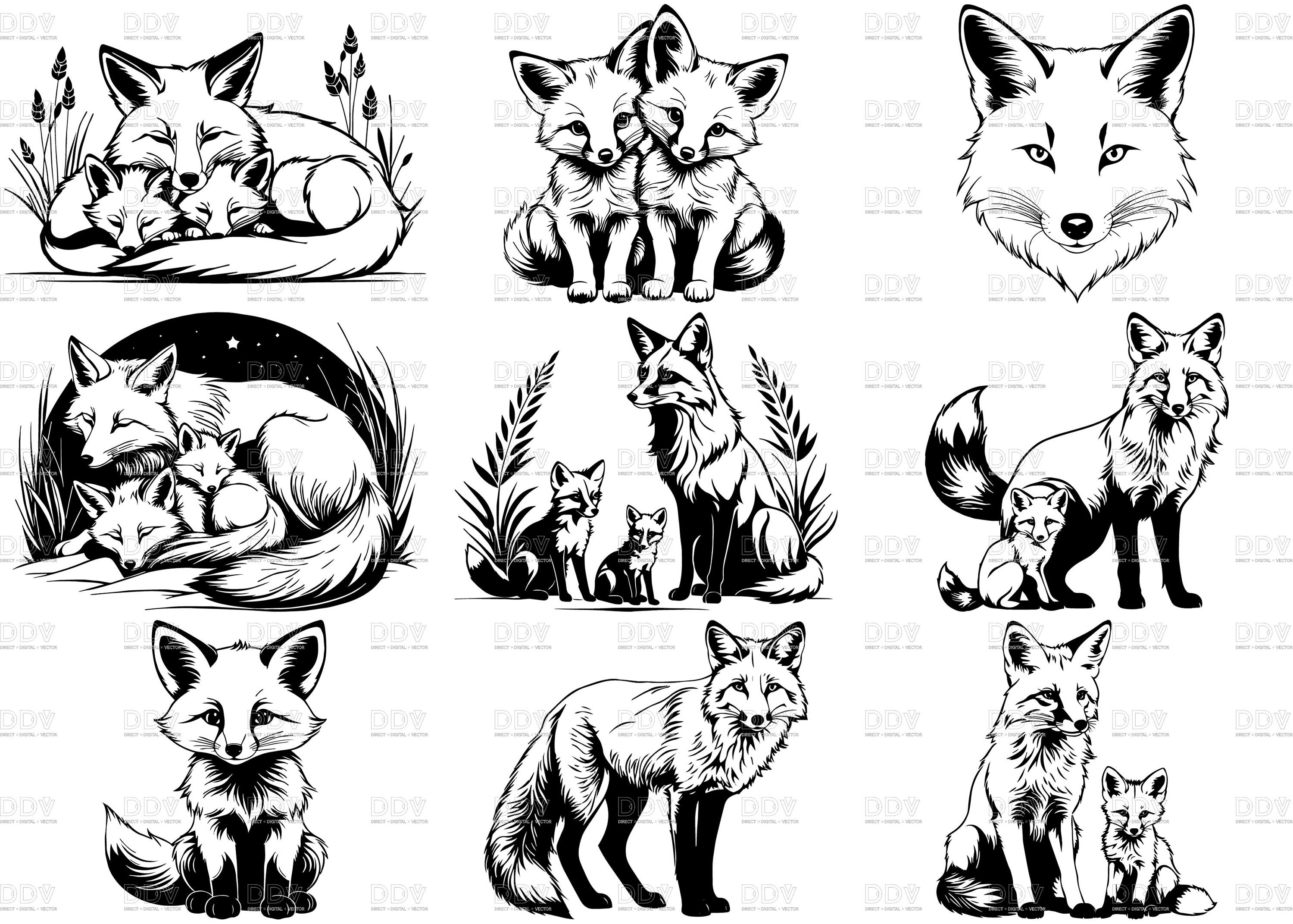Fox SVG Bundle: Vector Clipart, Cut Files (digital Download) - Etsy