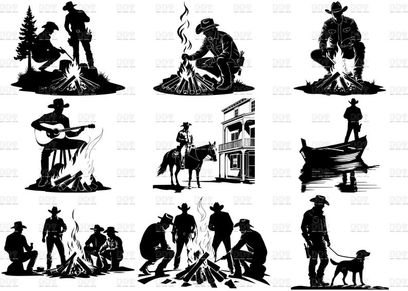 Cowboy Svg , Vector File, Cowboy Scene Svg, Cowboy Svg for Men, Cowgirl ...