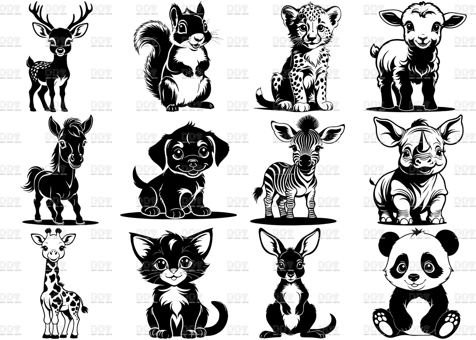 Animal Doodle Svg Bungle, Vector File, Animal Clipart, Cute Animal Svg ...