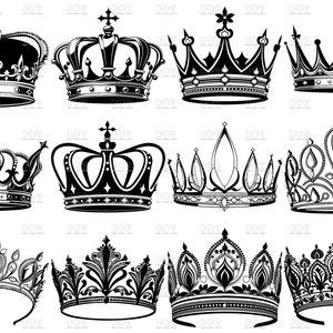 Crown SVG Bundle: Royal Designs, Queen, King, Princess (digital Files ...
