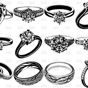 Ring Svg Bundle, Wedding Ring Svg, Two Rings Svg, Marriage Rings Svg ...