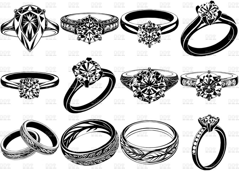 Ring Svg Bundle, Wedding Ring Svg, Two Rings Svg, Marriage Rings Svg ...