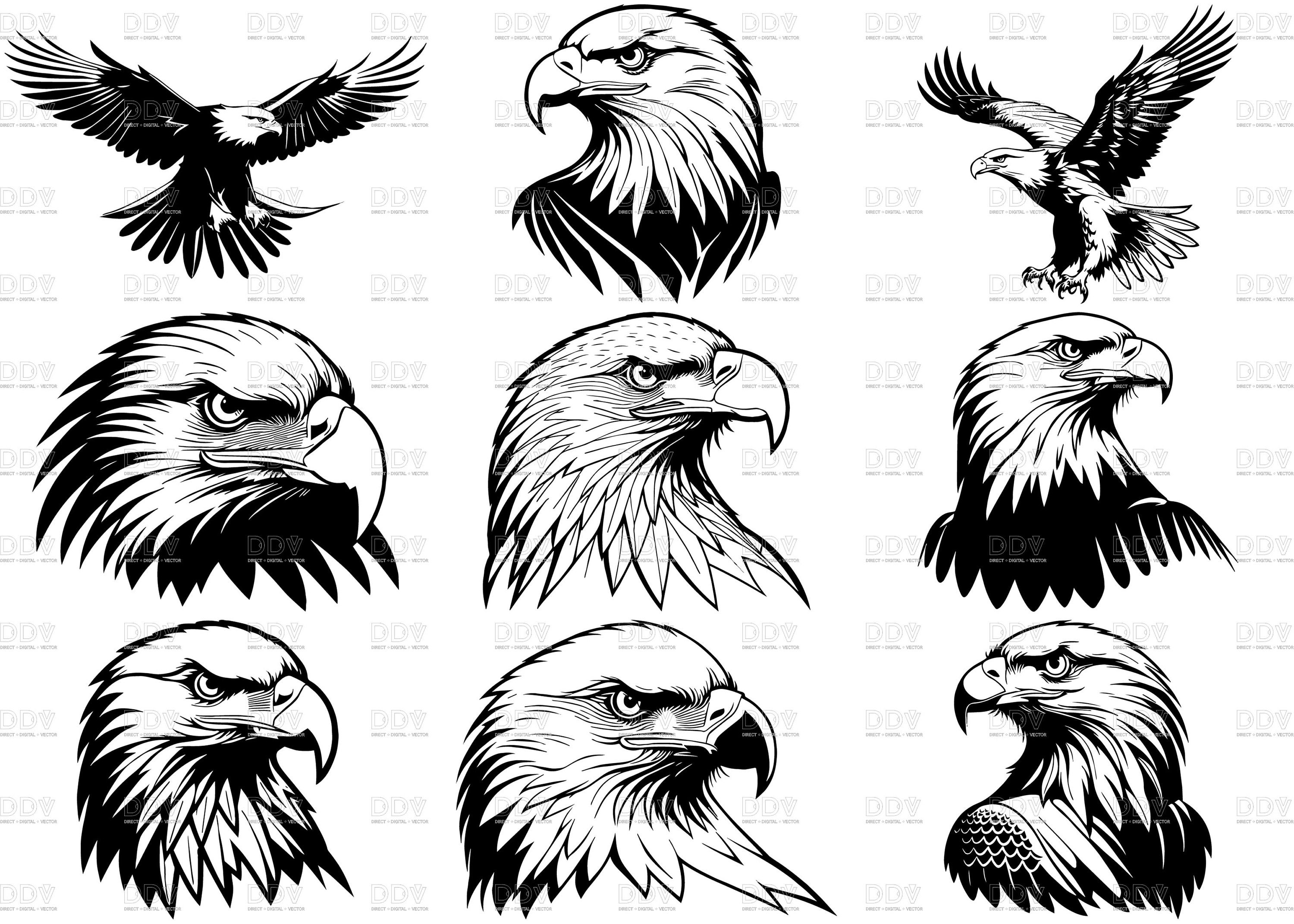 Eagle Svg Bundle, Eagle Silhouette Svg, Eagle Vector File, Eagle Svg ...