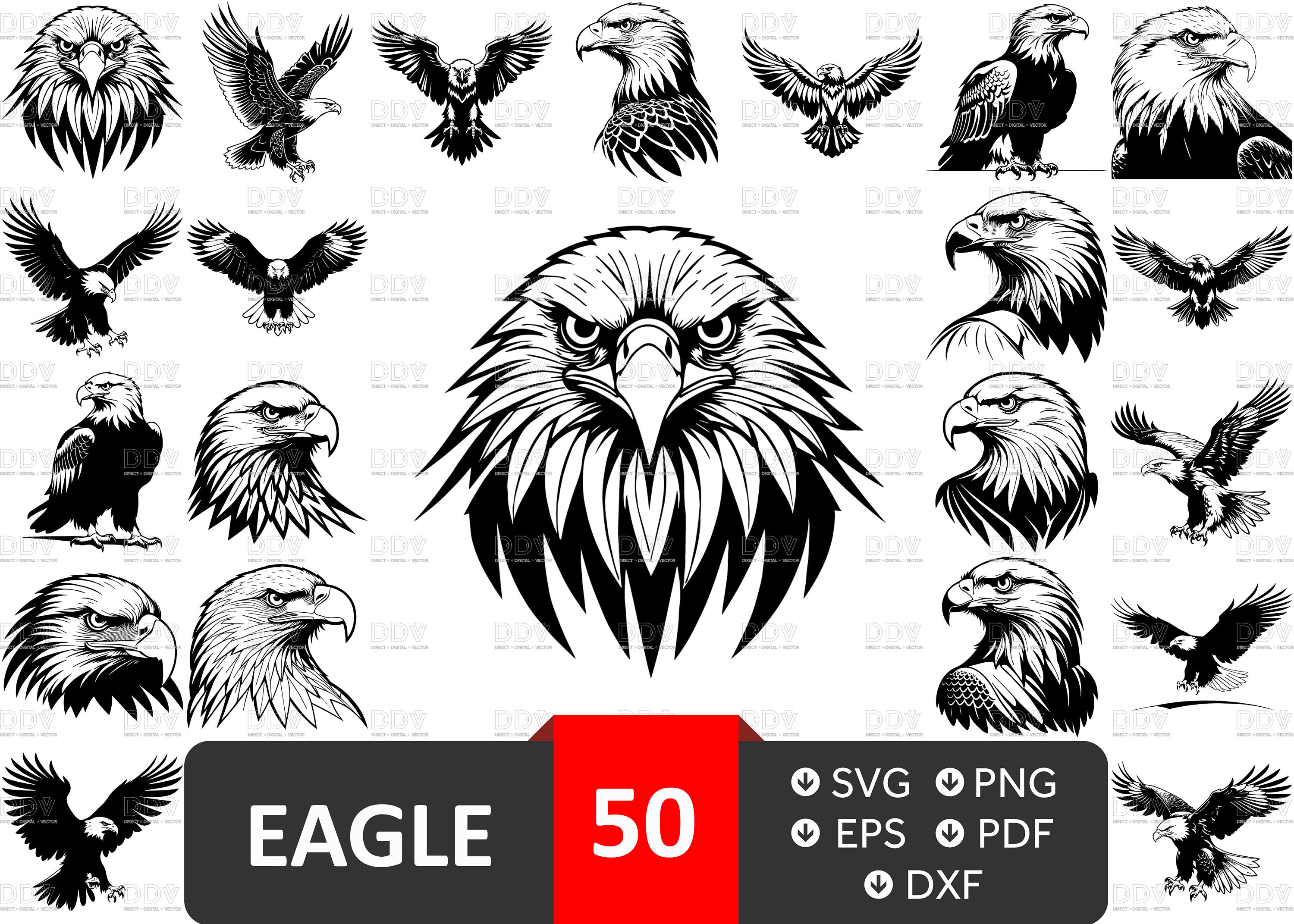 Eagle Svg Bundle, Eagle Silhouette Svg, Eagle Vector File, Eagle Svg ...