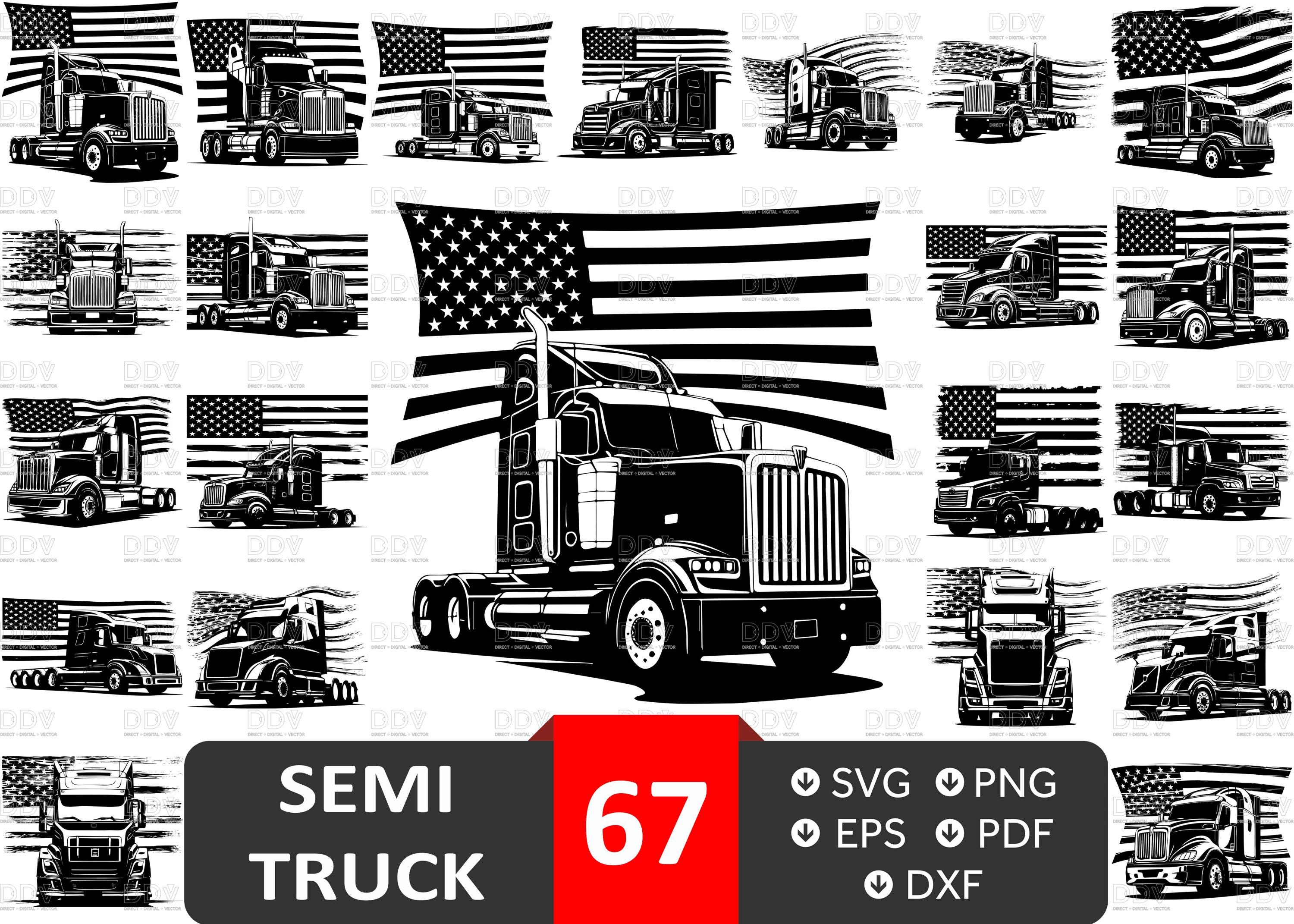 American Flag Truck SVG Bundle: Semi Truck Clipart (digital Download ...