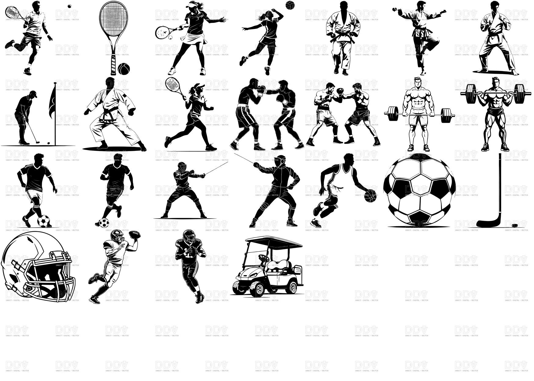 Sports Clipart SVG Bundle, Vector Cut Files (digital Download) - Etsy
