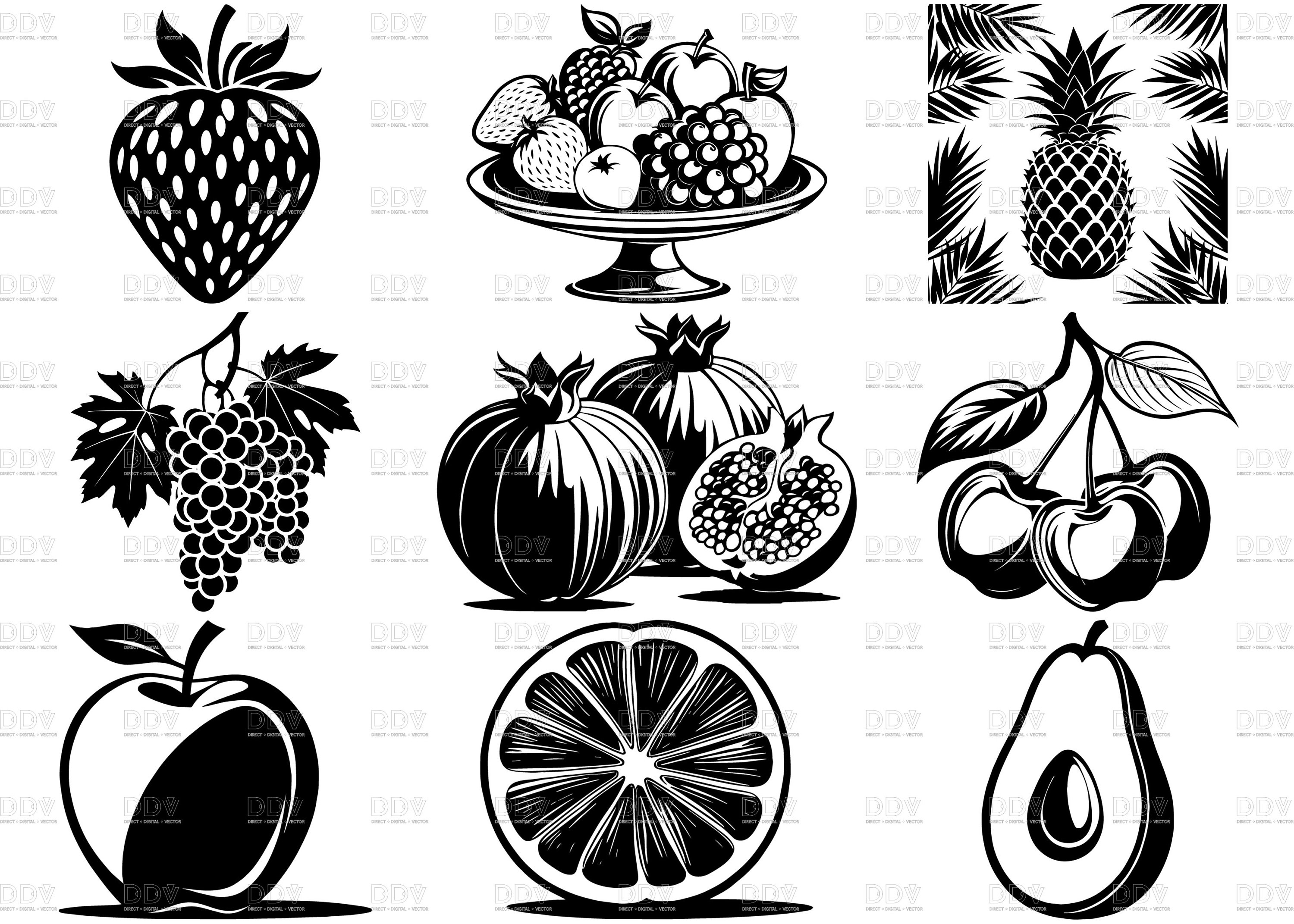 Fruit Svg, Fruit Svg Bundle, Fruit Png, Fruit Clipart, Summer Fruit ...