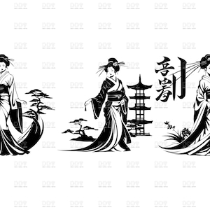 Geisha SVG Bundle: Japanese Girl Cut Files (digital Download) - Etsy