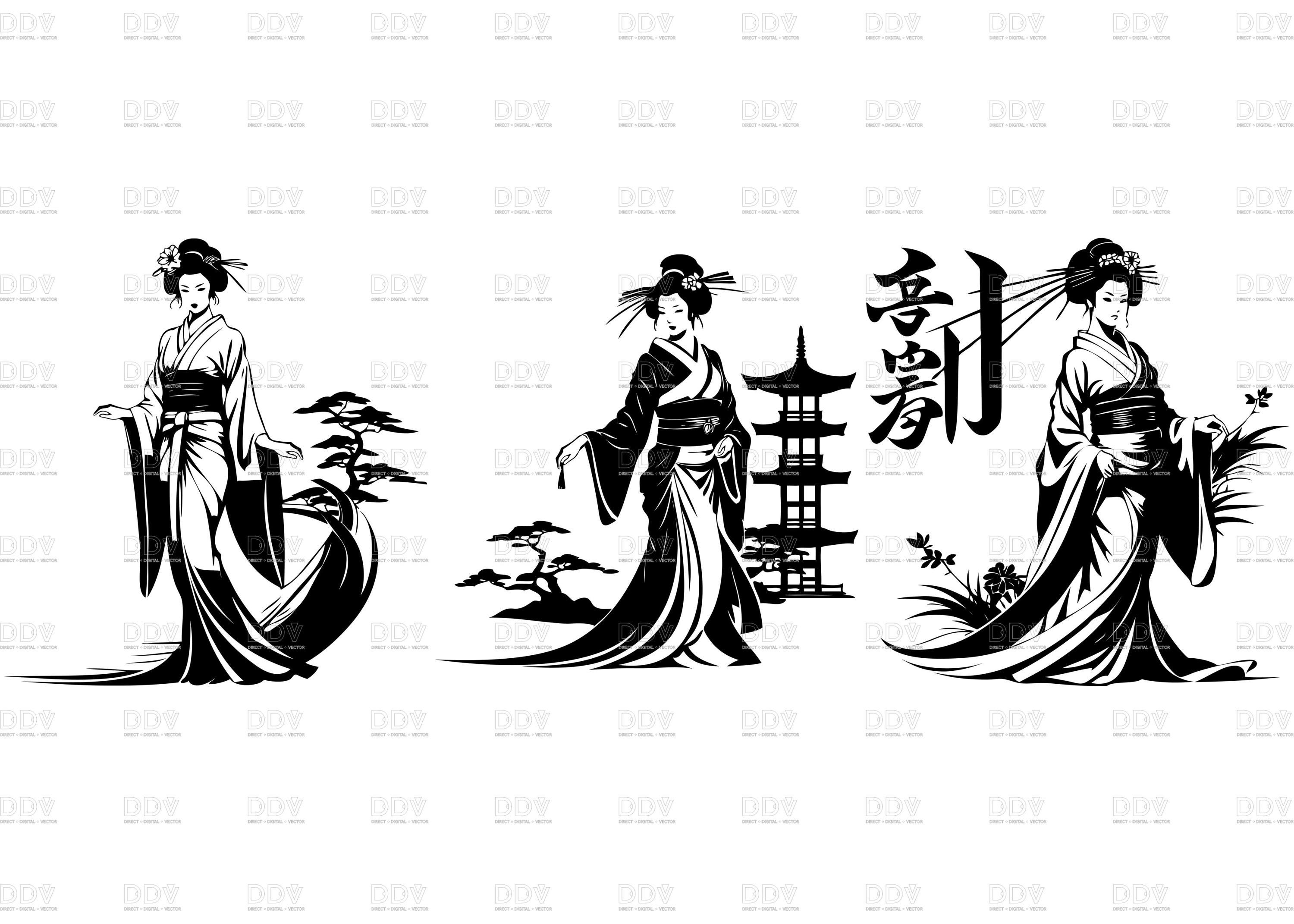 Geisha SVG Bundle: Japanese Girl Cut Files (digital Download) - Etsy
