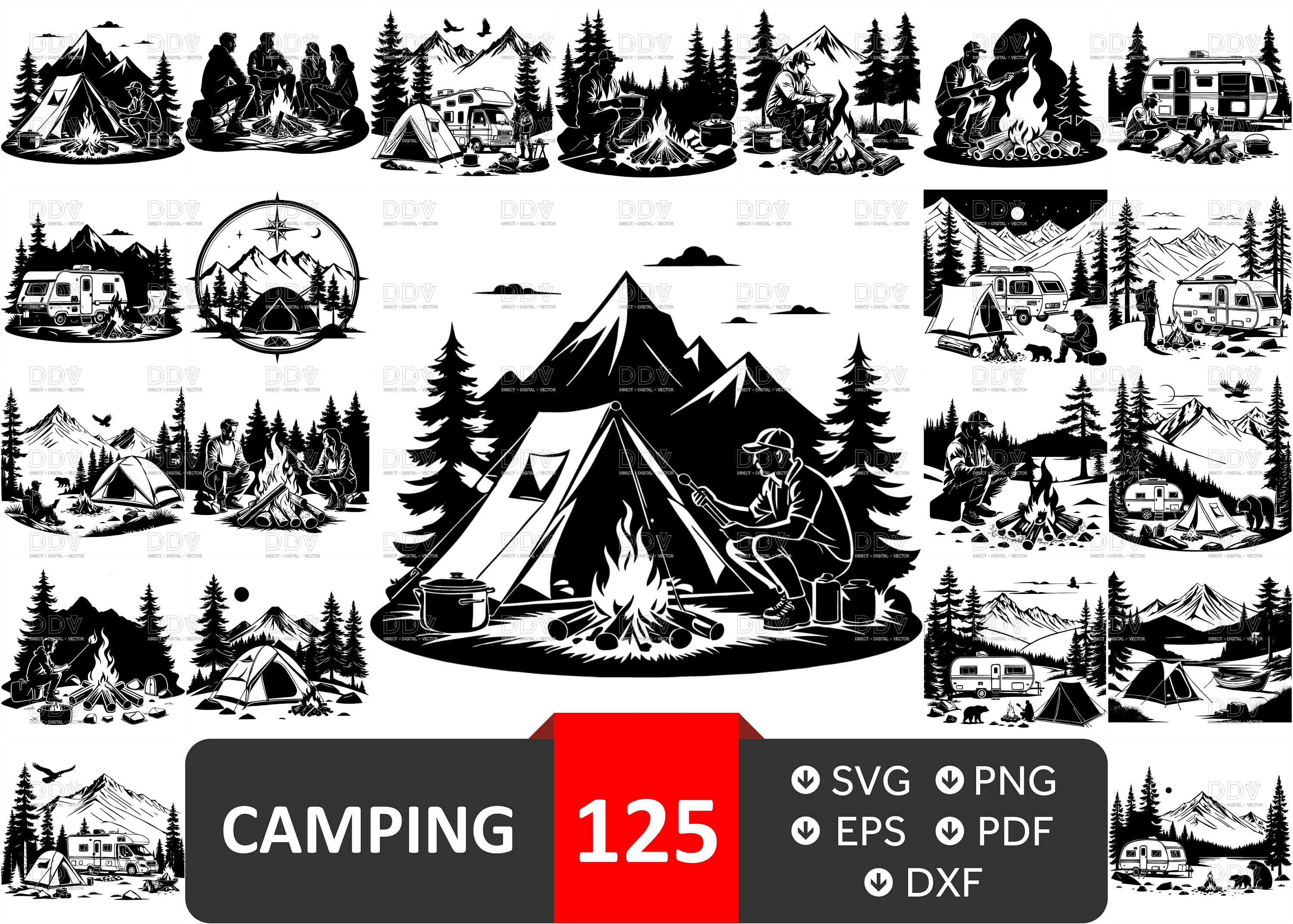 CAMPING SVG Bundle, CAMPING Clipart, Camping Silhouette, Campfire Svg ...