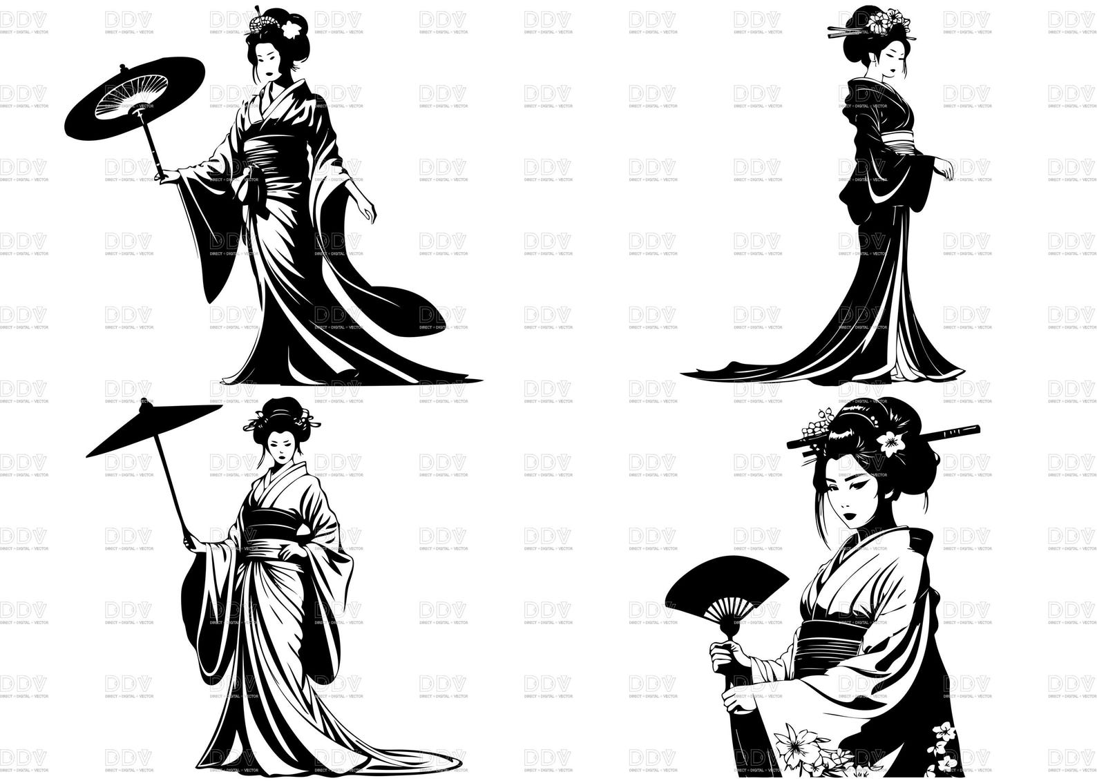 Geisha SVG Bundle: Japanese Girl Cut Files (digital Download) - Etsy