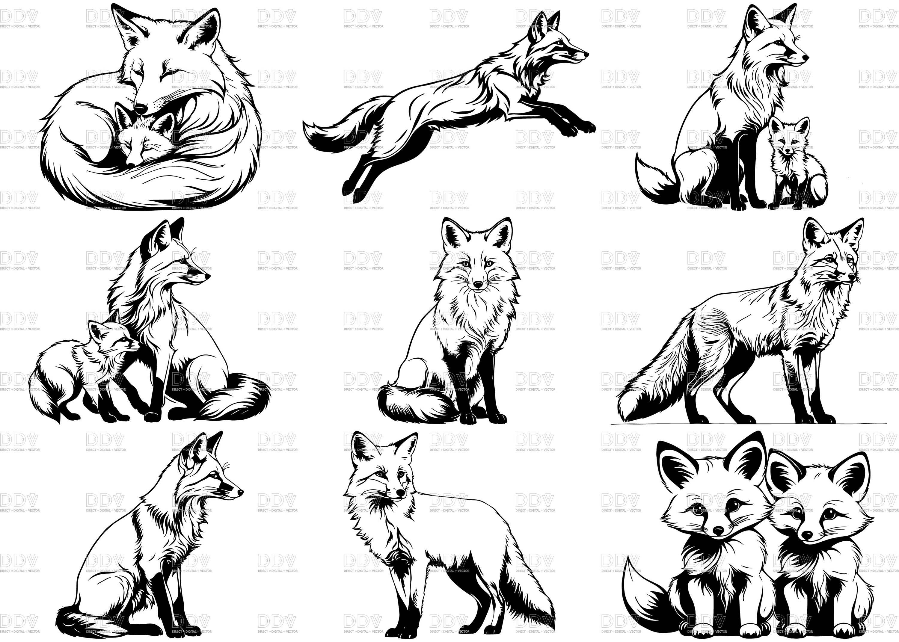 Fox SVG Bundle: Vector Clipart, Cut Files (digital Download) - Etsy
