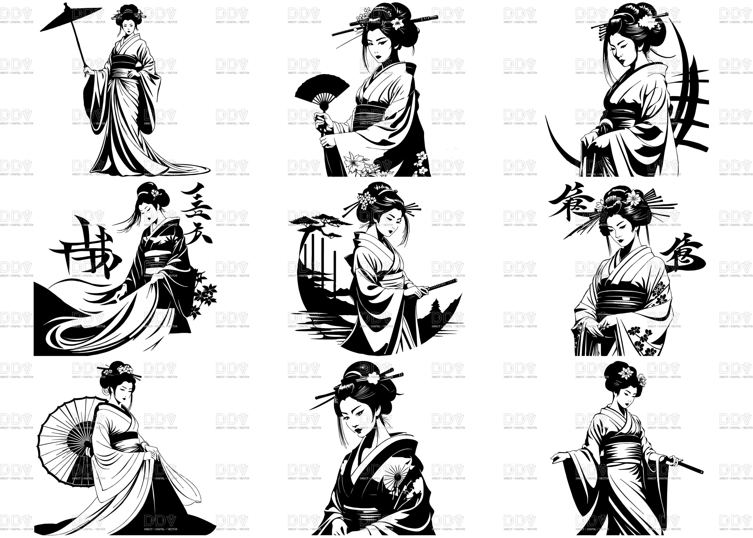 Geisha Svg, Geisha Svg Bundle, Geisha Cut File, Japanese Geisha Svg ...