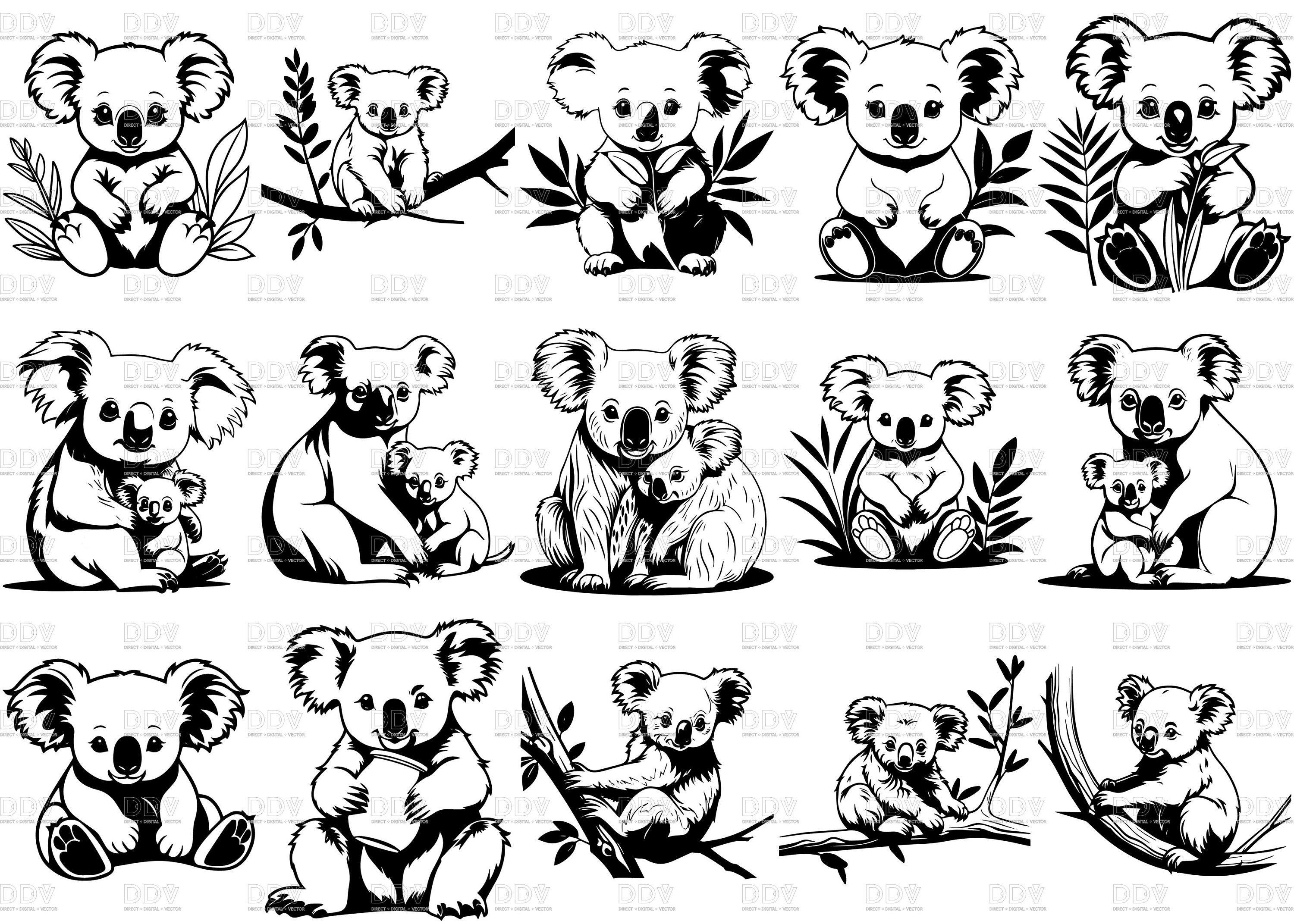 Koala Svg, Koala Svg Bundle, Vector File, Cute Koala Svg, Koala Custom ...