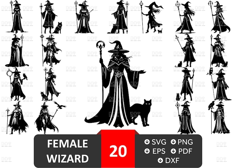 Wizard Svg,wizard Vector File,fantasy Scene Svg,female Wizard Svg ...