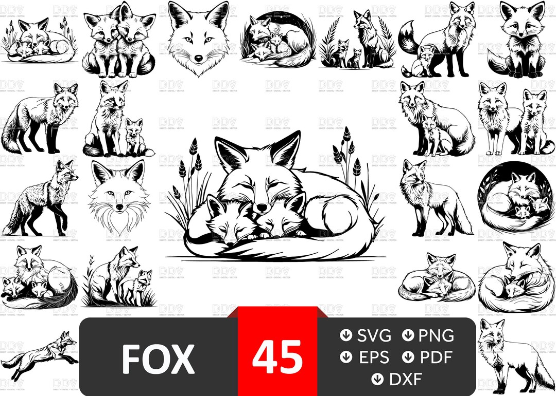 Fox Svg Bundle, Fox Vector File, Fox Clipart, Fox Cut File, Fox ...