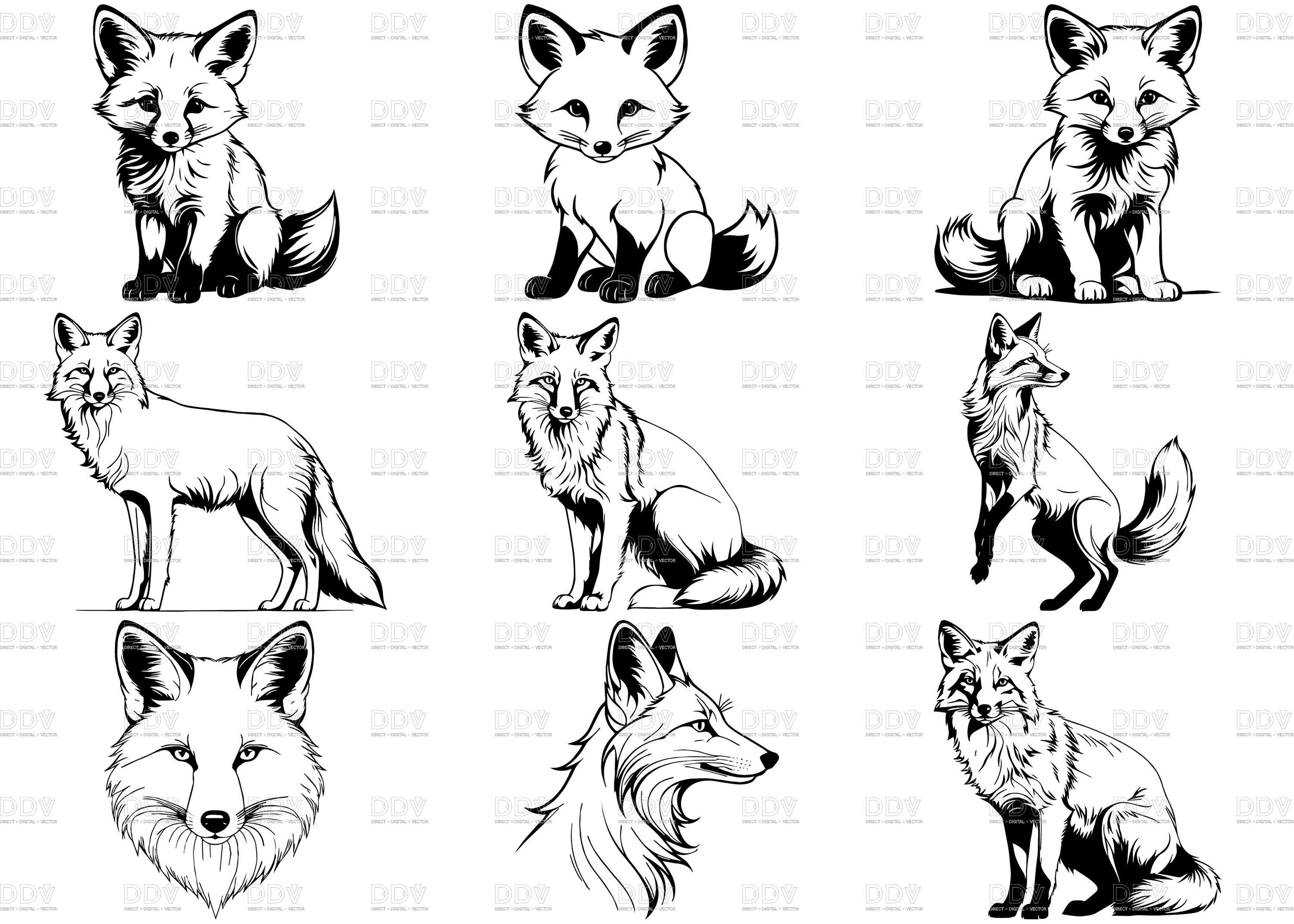 Fox SVG Bundle: Vector Clipart, Cut Files (digital Download) - Etsy