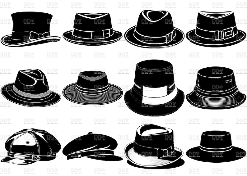Hat Svg Bundle, Vector File, Hat Clipart, Hat Svg, Hat Png, Hat Vector ...