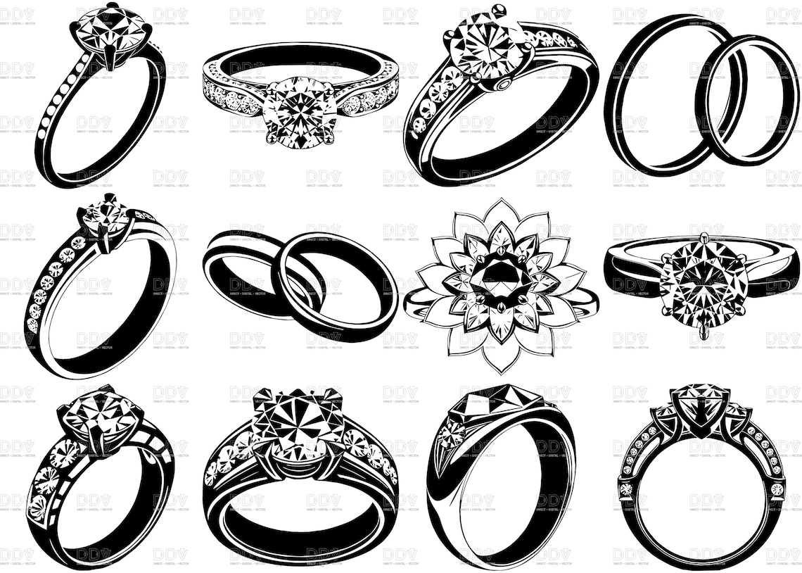 Ring Svg Bundle, Wedding Ring Svg, Two Rings Svg, Marriage Rings Svg ...