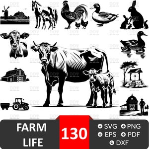 Farm Svg Bundle, Vector File, Farm Clipart, Barn Svg, Tractor Svg, Farm ...